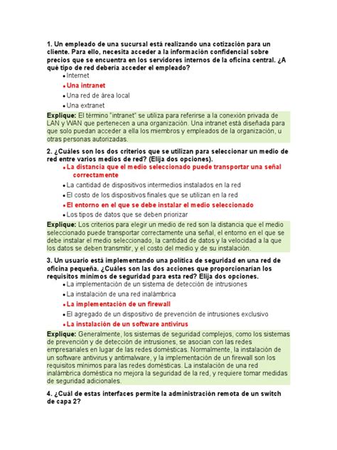 Primer Examen Cisco Netacad Pdf Modelo Osi Red De Computadoras