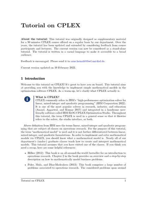 Tutorial On Cplex Pdf Time Complexity Mathematics