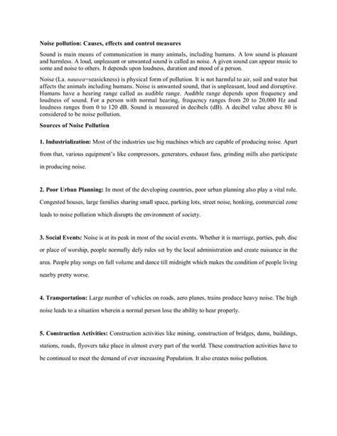 Noise Pollution Causes Effects And Control Measures Pdf