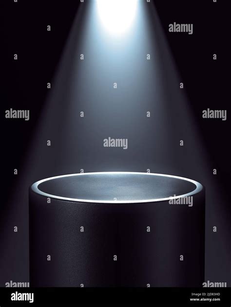 Empty Dark Pedestal Illuminated By Spotlight From Top 3d Computer
