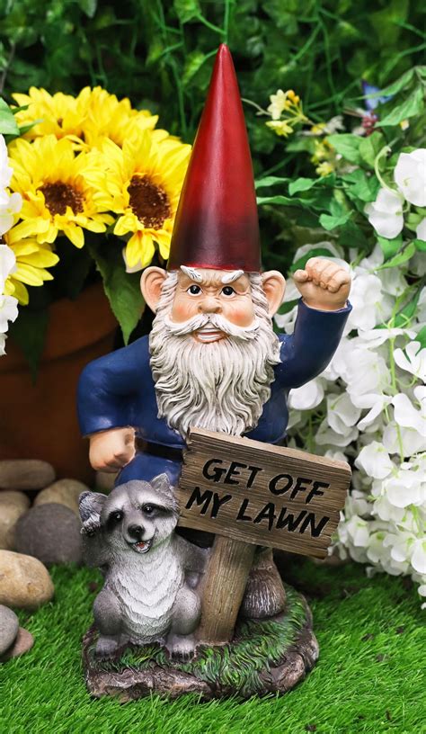 Ebros Grumpy Mr Gnome Dwarf With Feisty Raccoon Raising Fists Not