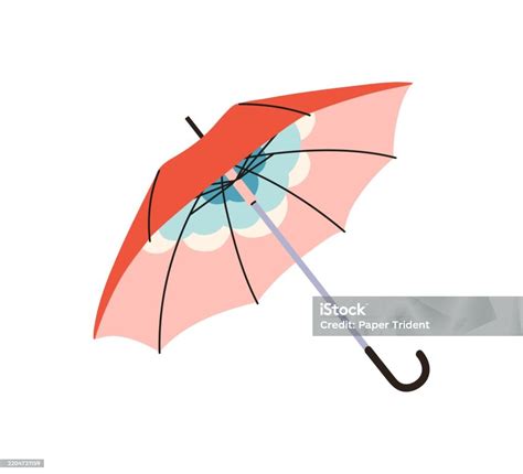 열린 스트레이트 우산의 아이콘입니다 현대적인 색상의 파라솔 Brolly 비오는 날씨로부터 보호하기 위한 범버슛 레인 쉴드 캐노피 감프 흰색 배경에 평면 절연 벡터 그림 0