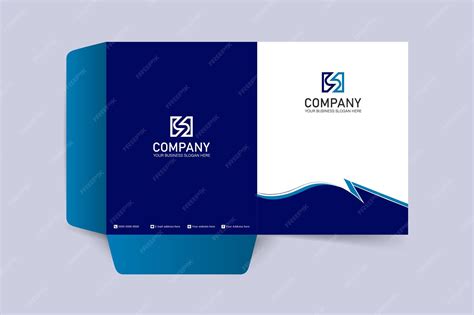 기업 브랜드 아이덴티티 로얄 블루 프레젠테이션 폴더 디자인 프리미엄 벡터