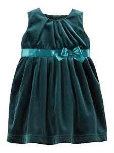 Carters Infant Girls Green Velvet Bow Christmas Holiday Party Dress Ebay
