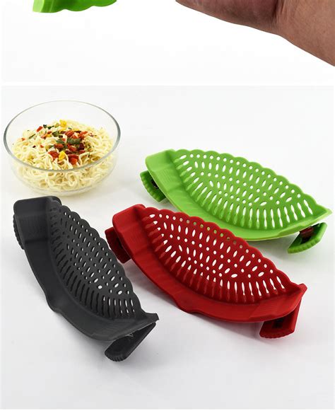 Food Strainer Soft Silicone Kitchen Strainer Green Clip On Adjustable Clip On Kitchen Food