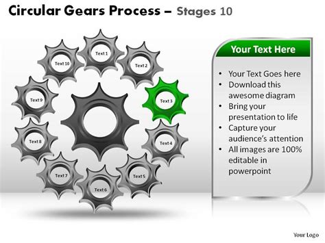 Circular Gears Process Stages Powerpoint Slides PowerPoint Templates Backgrounds Template
