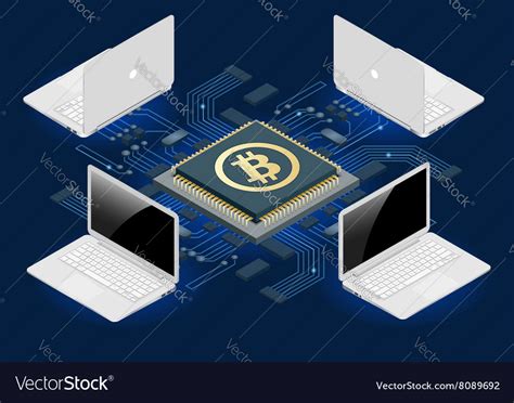 Bitcoin Mining Equipment Digital Golden Royalty Free Vector
