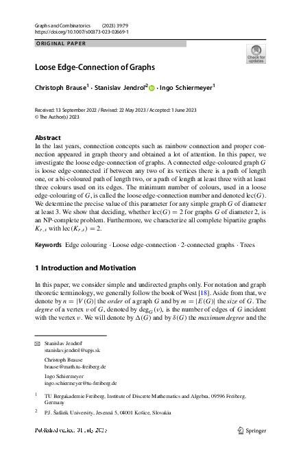 Pdf Loose Edge Connection Of Graphs