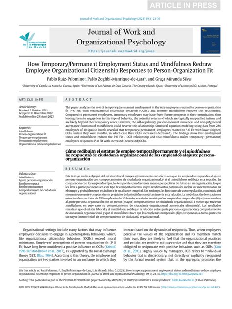 How Temporary Permanent Employment Status And Mindfulness Redraw Employee Organizational