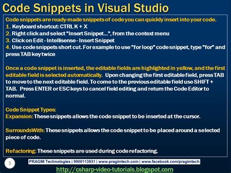 Sql Server Net And C Video Tutorial Part Code Snippets In Visual Studio