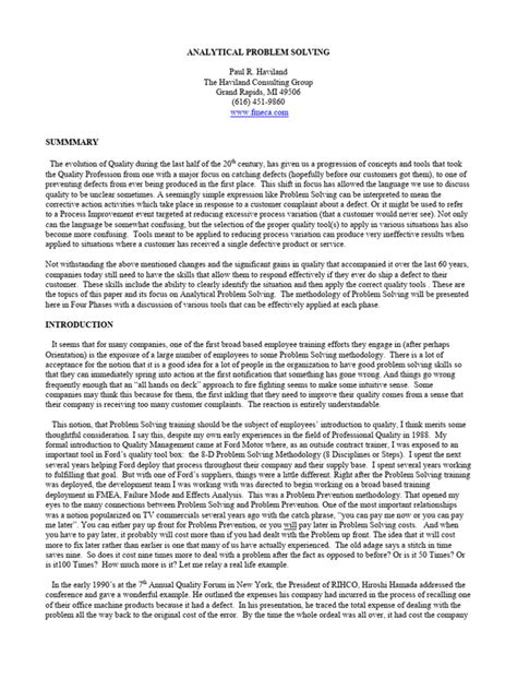 Analytical Problem Solving Pdf Hypothesis Statistics