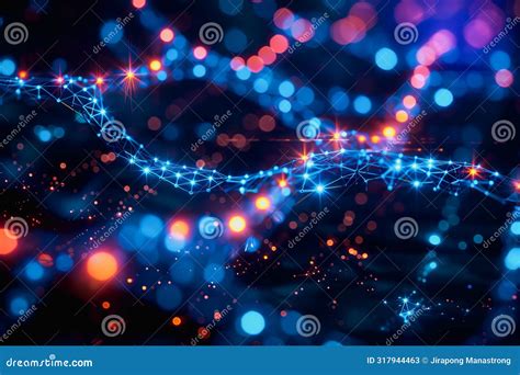 Binary Numeric Data Transmission Chain Of Nodes Connected In A Network