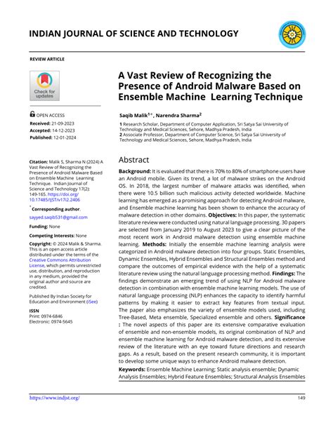 Pdf A Vast Review Of Recognizing The Presence Of Android Malware