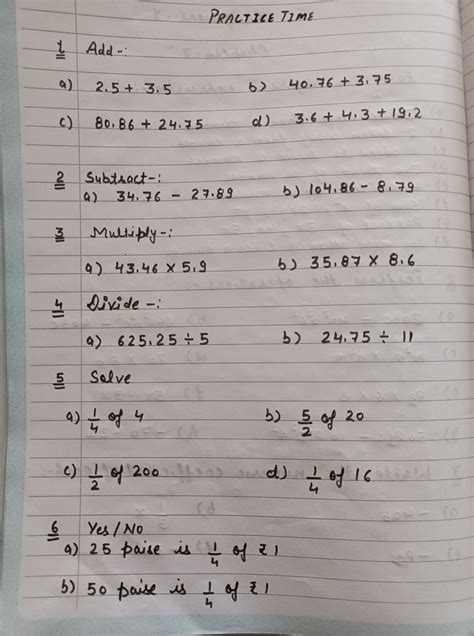 Practice Work Maths Assignment Teachmint