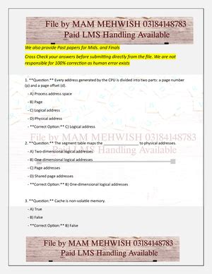 CS Midterm Solved Mcqs With References By Moaaz CS Operating System Solved MCQS From