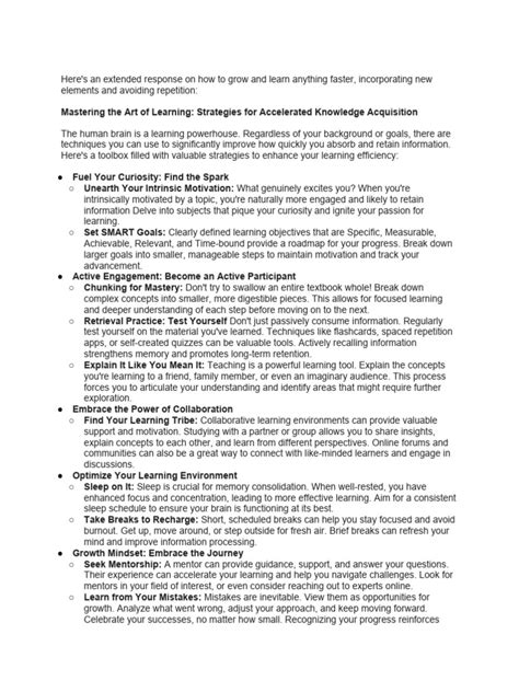 How To Grow And Learn Anything More Fast Pdf Learning Mentorship