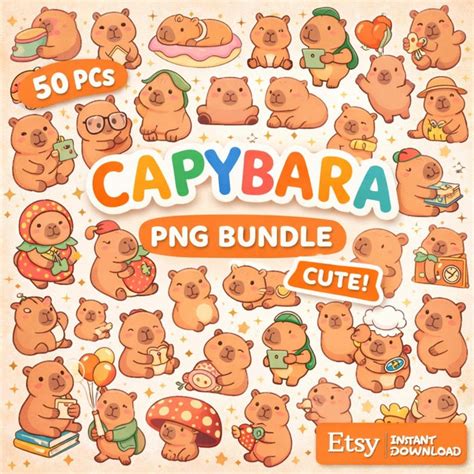 50 Cute Capybara Svg Bundle Capybara Png Bundle Capybara Dxf