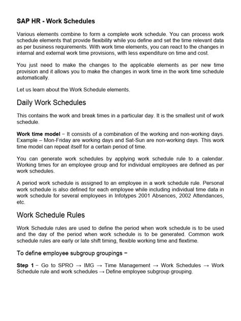 sap hr work schedules pdf