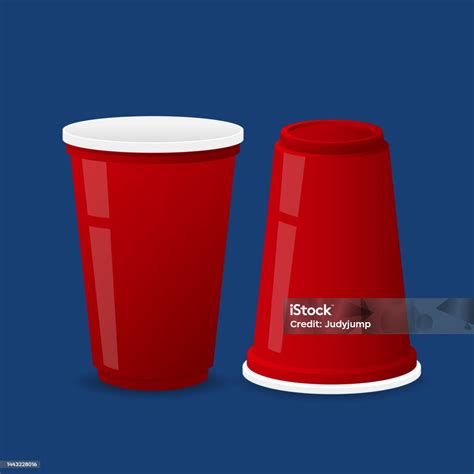 빨간 플라스틱 파티 컵 소재 디자인 빨간 맥주 컵 벡터입니다 3차원 형태에 대한 스톡 벡터 아트 및 기타 이미지 3차원 형태 공란 깨끗한 Istock