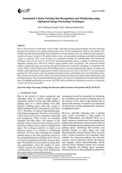 pdf automated vehicle parking slot recognition and monitoring using