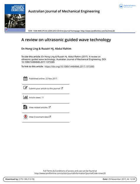 Pdf A Review On Ultrasonic Guided Wave Technology