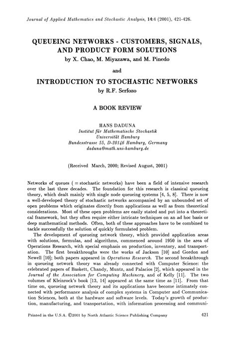 pdf queueing networks customers signals and product form