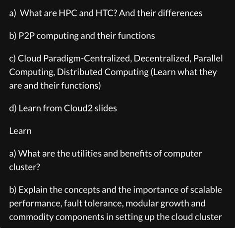 Solved A What Are HPC And HTC And Their Differences B P P Chegg Com