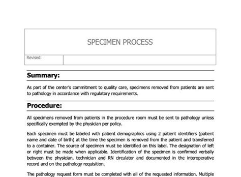 Specimen Process Policy Asc Solutions Library