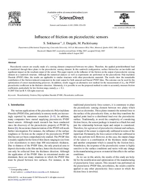 Pdf Influence Of Friction On Piezoelectric Sensors