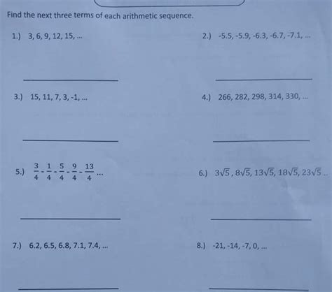 Find The Three Terms Of Each Arithmetic Squence Brainly Ph