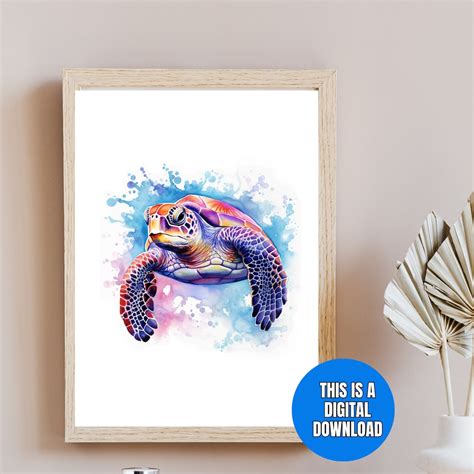 Set Of 3 Printable Watercolor Sea Turtle Prints Ocean Nursery Art