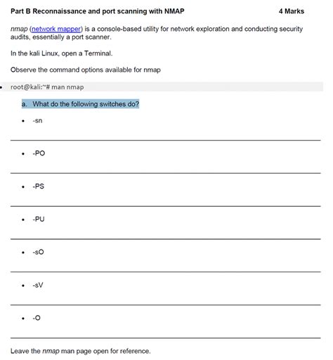 Solved Part B Reconnaissance And Port Scanning With NMAP Marks Nmap Answer