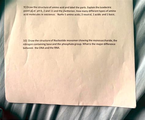 9 Draw The Structure Of Amino Acid And Label The Parts Explain The Isoelectric Point Plat Ph 6