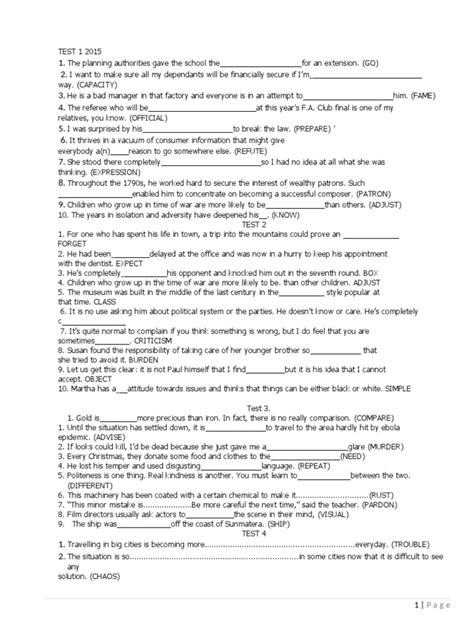Word Forms Handout Pdf