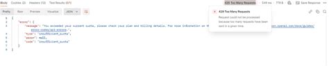 Api Key Too Many Requests Error Code 429 Error Message