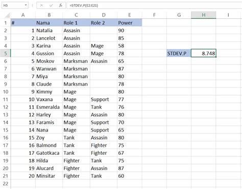 Cara Menggunakan Fungsi Stdev P Excel Tutorial Excel Lengkap