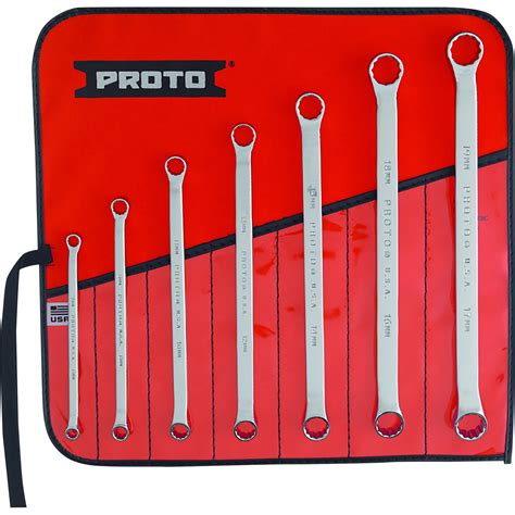 Proto Offset Box Wrench Set 7 Pc Metric 12 Pt Full Polish Finish Model J1000g 500