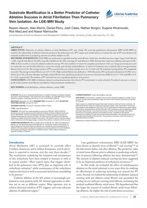 Pdf Substrate Modification Is A Better Predictor Of Catheter Ablation