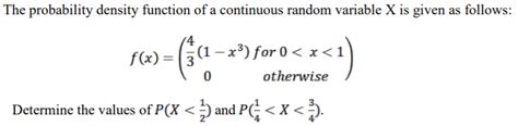 Solved The Probability Density Function Of A Continuous Chegg