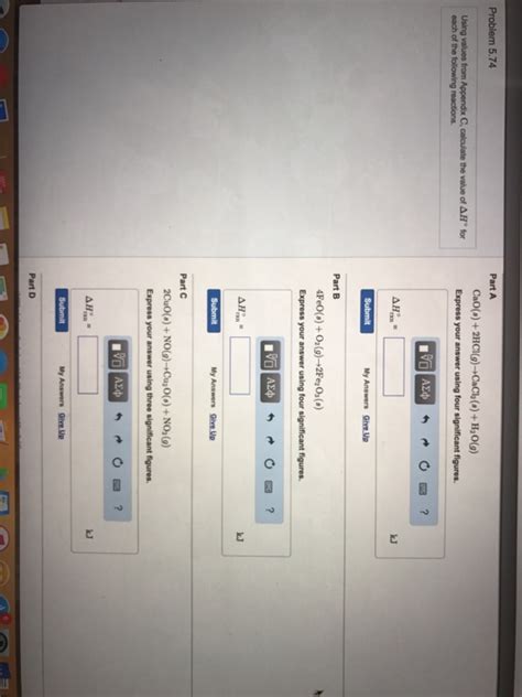 solved problem 5 74 using values from appendix c calculate