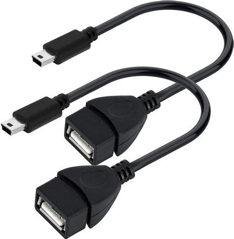 SAITECH IT 2 Pack Mini USB OTG Cable For Digital Cameras USB A Female To Mini USB B 5 Pin