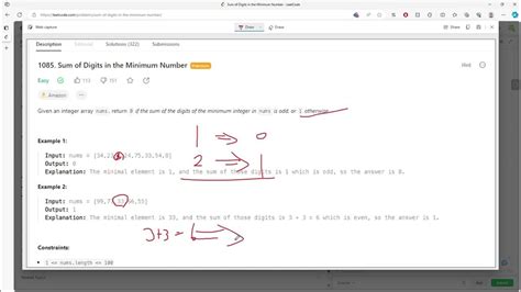 Leetcode 1085 Sum Of Digits In The Minimum Number Array Java