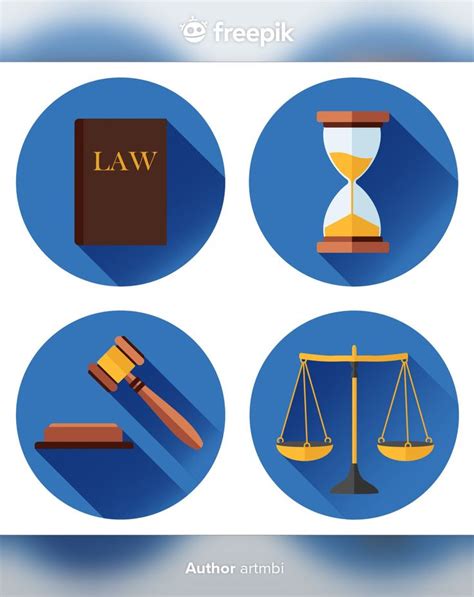 파란색 배경 법률 법원에 아이콘의 집합입니다 평면 디자인 스타일 프리미엄 벡터 Hand Drawn Lettering Hand Illustration Law Icon