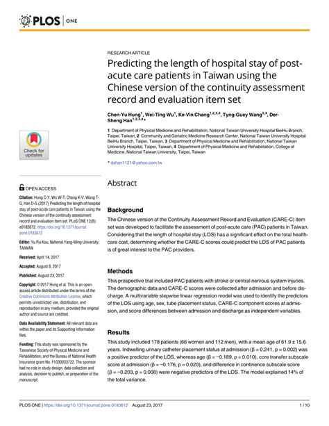 Pdf Predicting The Length Of Hospital Stay Of Post Acute Care