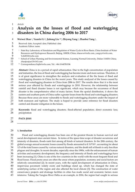 Pdf Vulnerability Analysis Of Flood And Waterlogging Disaster Bearing Bodies In Highly Urbanized