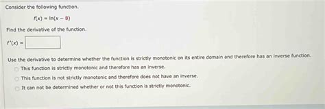 solved consider the following function f x ln x 8 find the