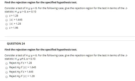solved find the rejection region for the specified hypothesis test