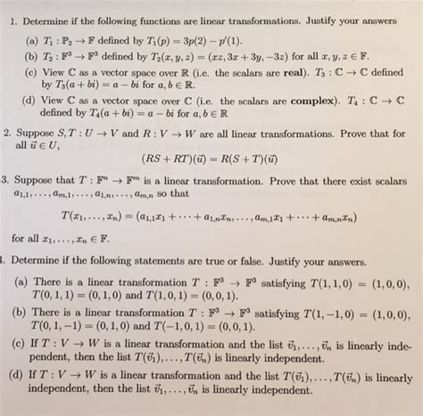 Solved Determine If The Following Functions Are Linear Chegg