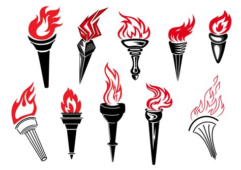 Flaming Torch Icons 11527070 Vector Art At Vecteezy