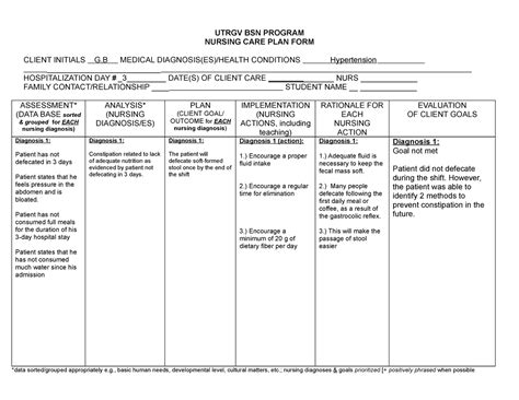 Week 7 Ah2 11 Assignment Utrgv Bsn Program Nursing Care Plan Form Client Initials G Medical
